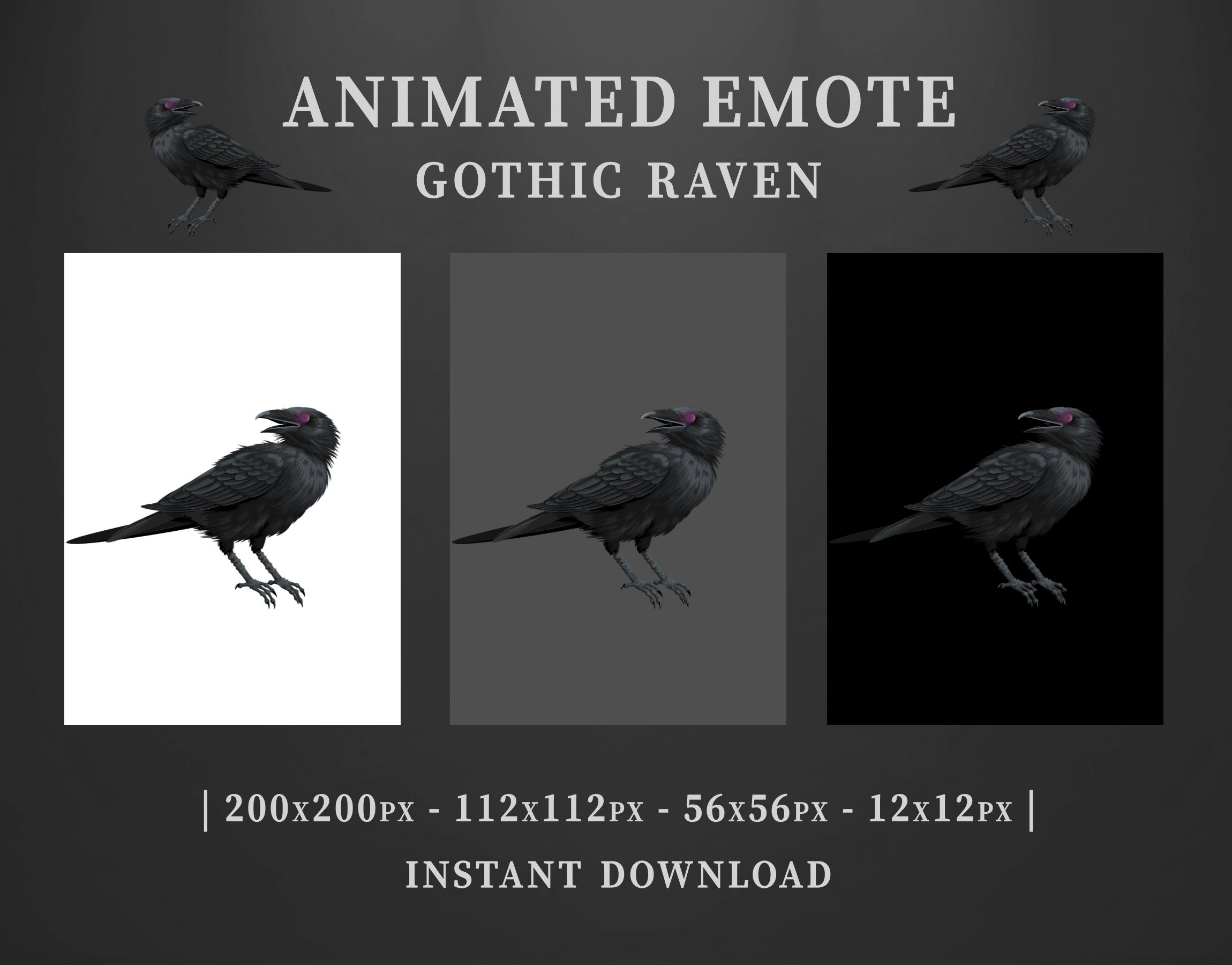 Gothic Raven Emote | Twitch , Streamer, Gaming, Emotes, Stream Emotes ...