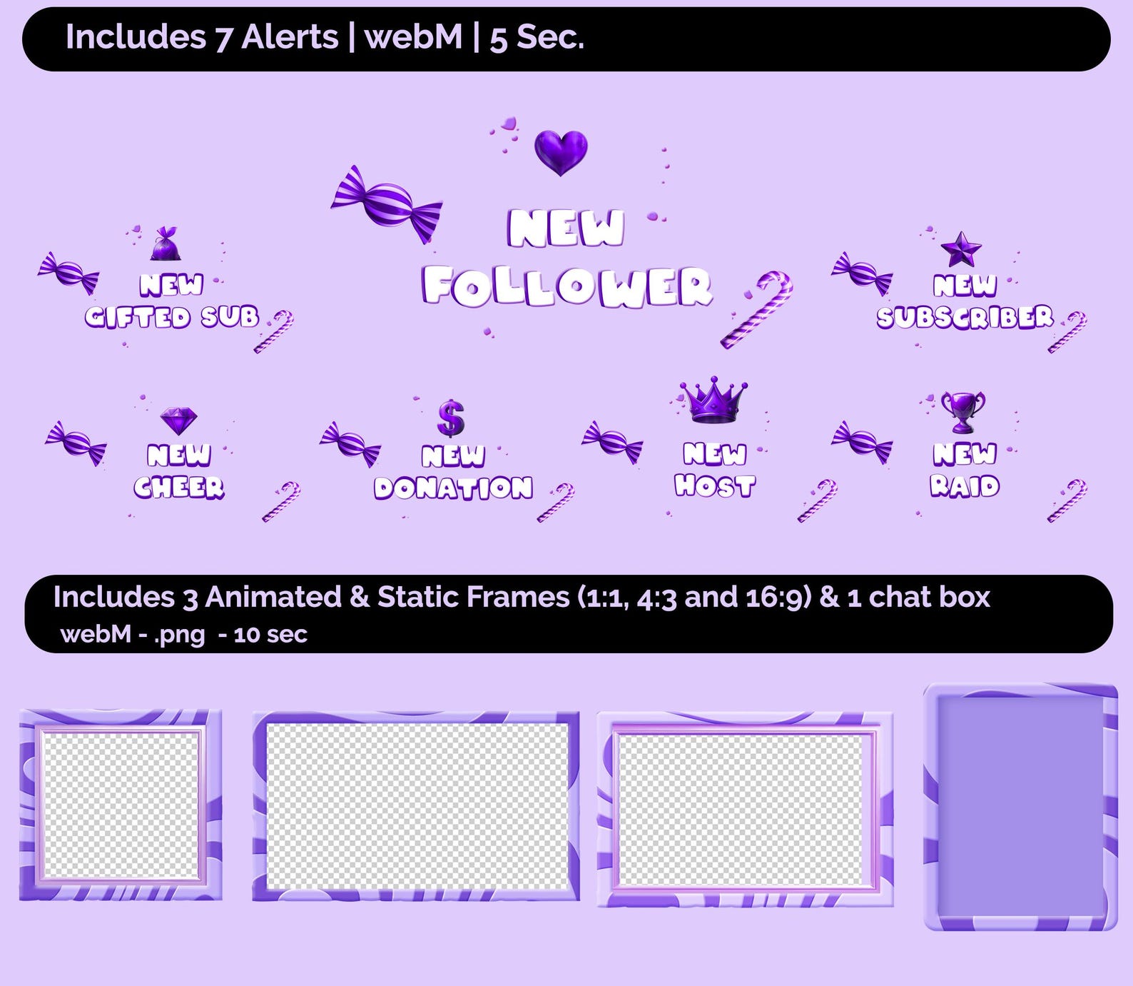 Candy Animated Stream Package - Festive Twitch Overlays, Holiday Sweet ...