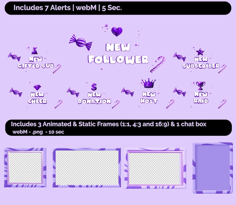 Candy Animated Stream Package - Festive Twitch Overlays, Holiday Sweet ...