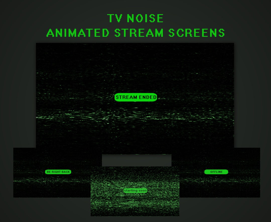 Green TV Noise Animated Stream Screens: Twitch Overlay (digital ...
