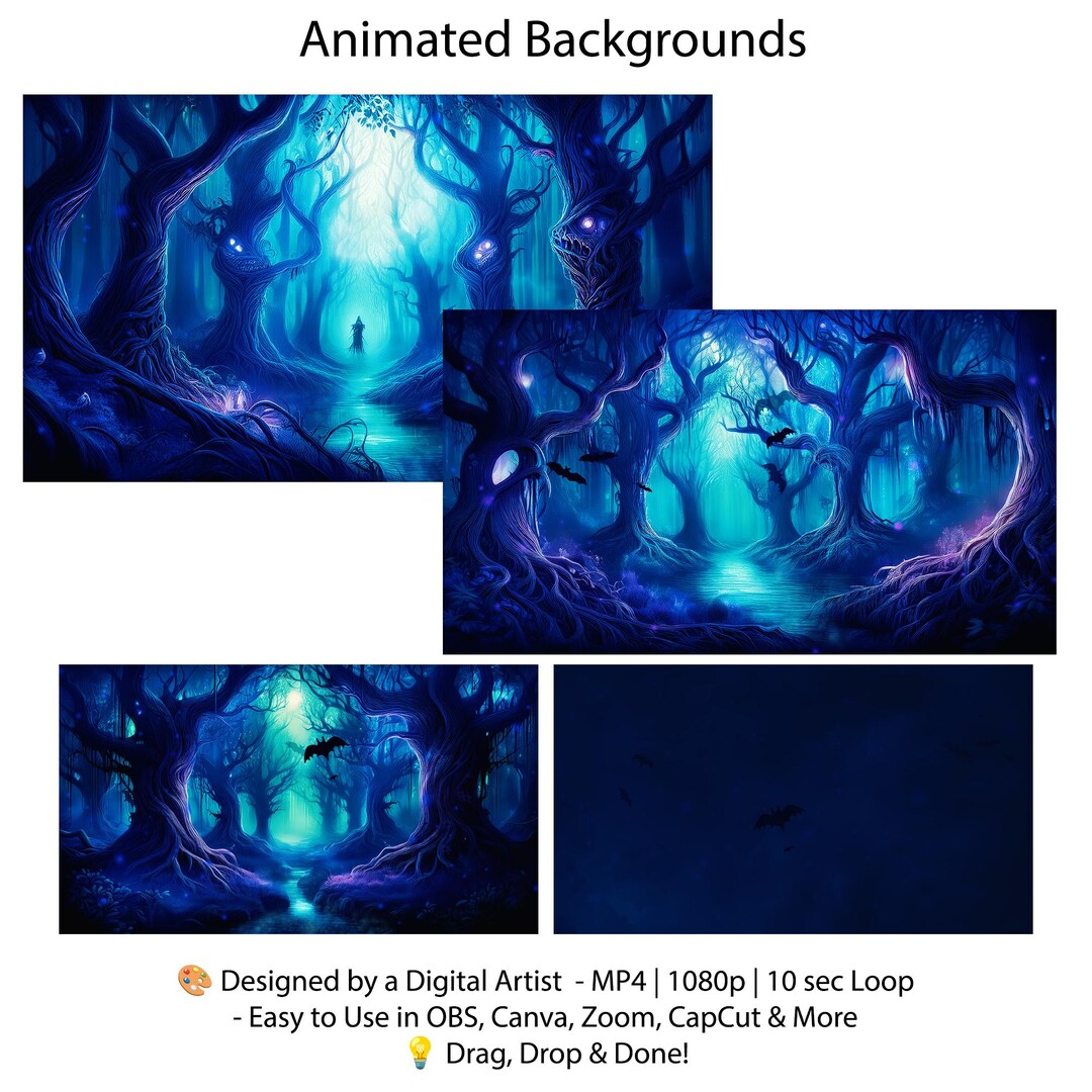 Animated Dark Fantasy Forest With Bats | Virtual Background for ...