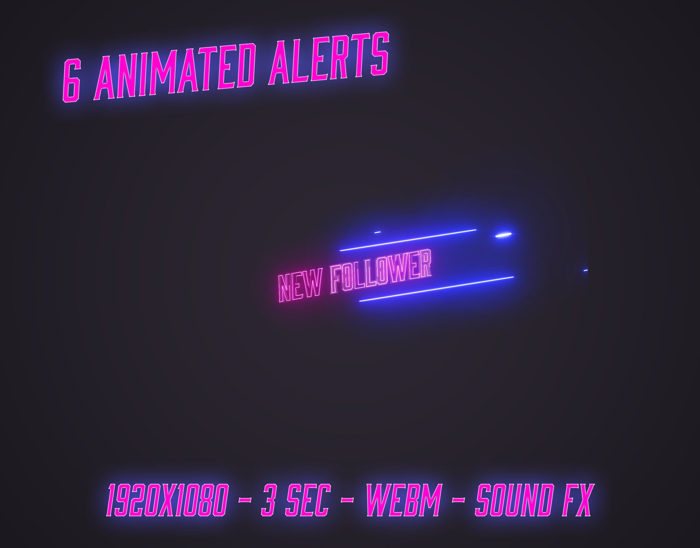 Neon Animated Stream Alerts: Purple Pink Blue, X6 Webm Alerts - Etsy