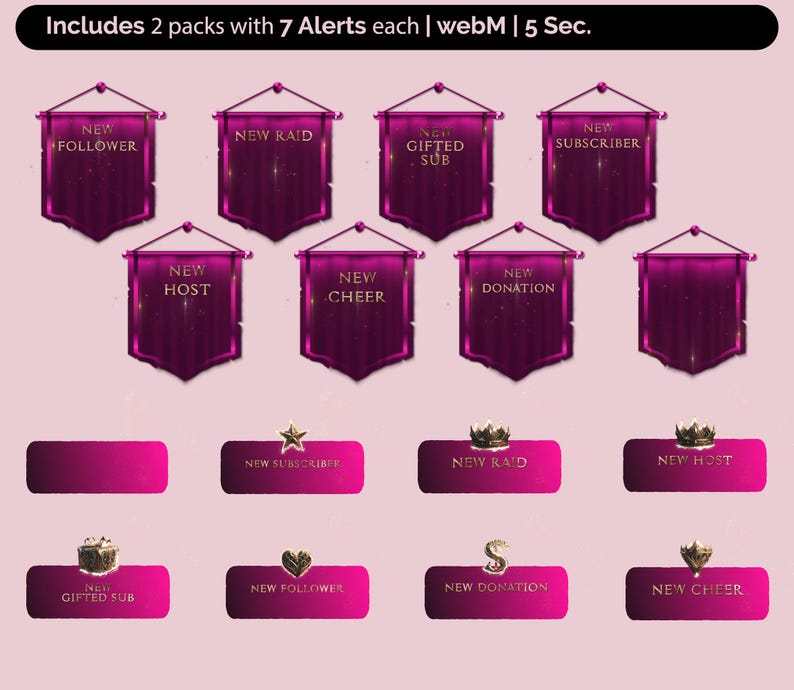 Animated Dungeons and Dragons Stream Overlay: Pink Gold Medieval Theme ...