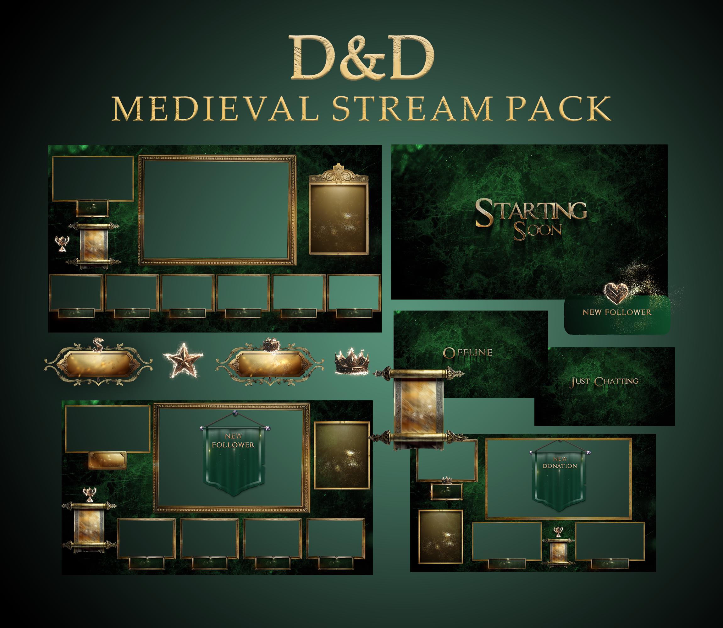 Animated Dnd Stream Overlay Pack: Medieval Green & Gold - Etsy