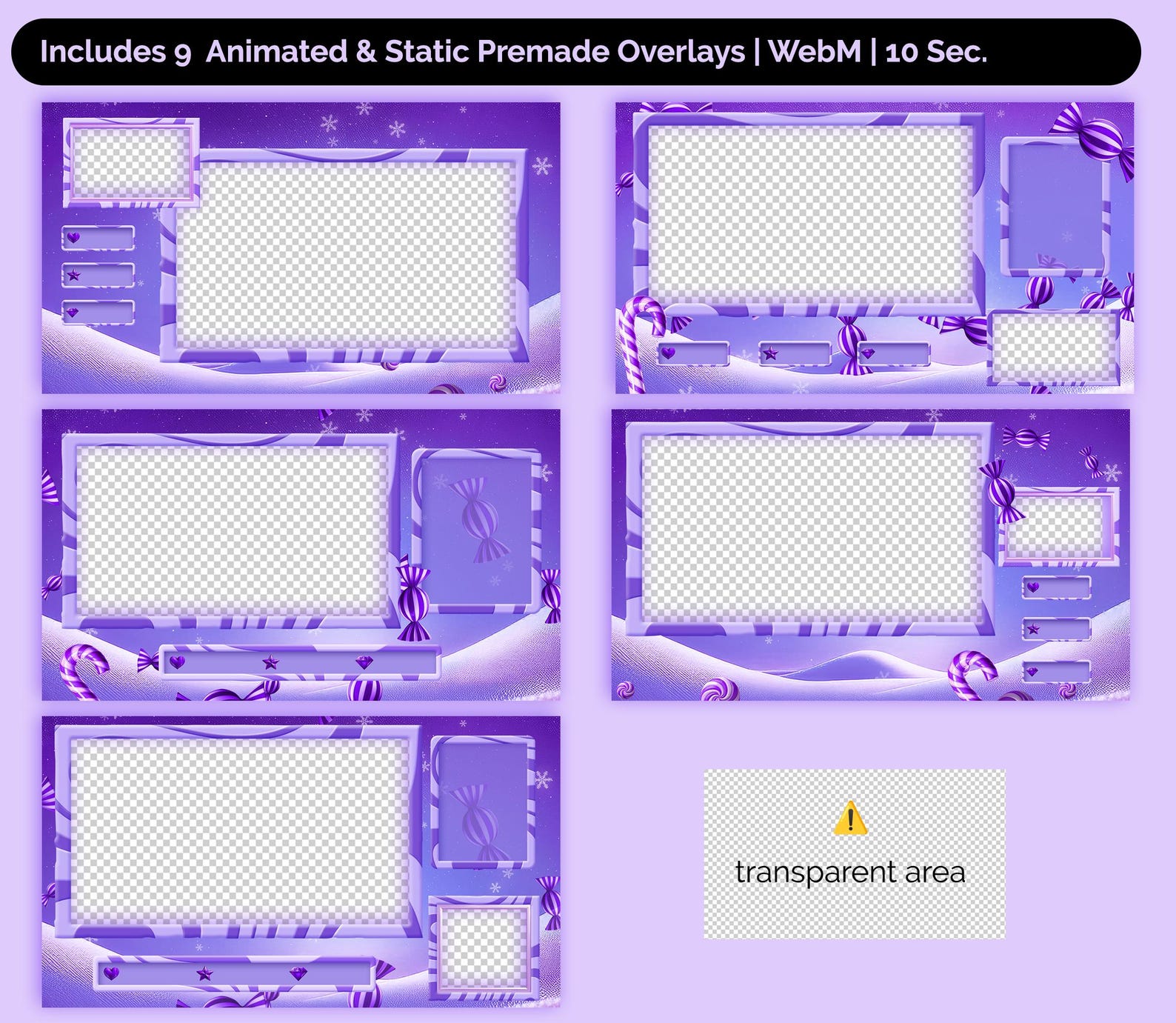 Candy Animated Stream Package - Festive Twitch Overlays, Holiday Sweet ...
