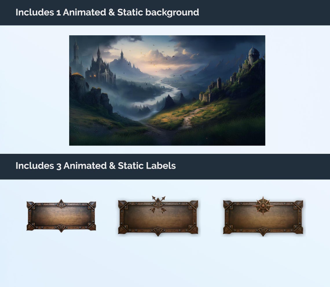 Kingdom Medieval Twitch Screen Overlays Pack, for Livestream, Dungeons ...