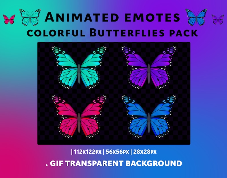 Animated Emote Pack Colorful Butterflies Twitch Emote Pack, Discord ...