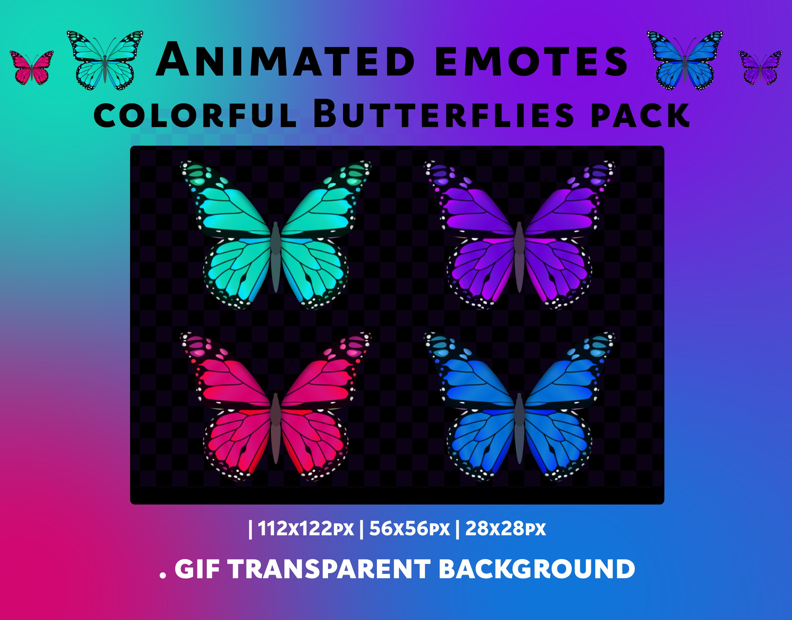 Animated Emote Pack Colorful Butterflies Twitch Emote Pack, Discord ...