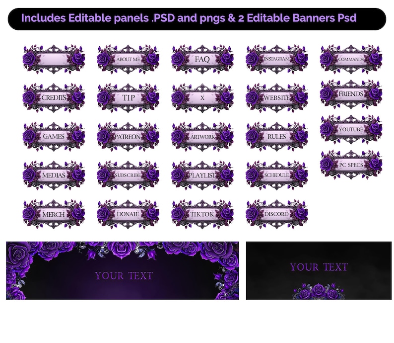 Animated Stream Pack | Romantic Goth Purple & Black | Gothic Victorian ...