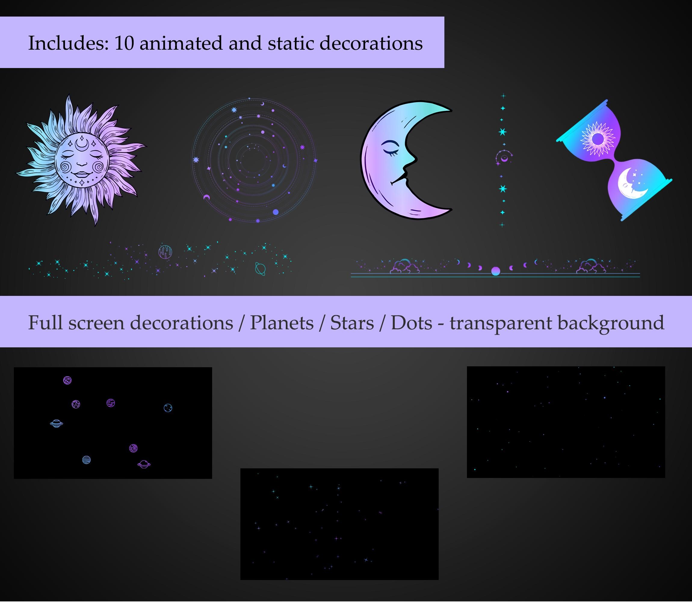 Celestial Twitch Stream Package: Animated Purple Sun & Moon Overlays - Etsy