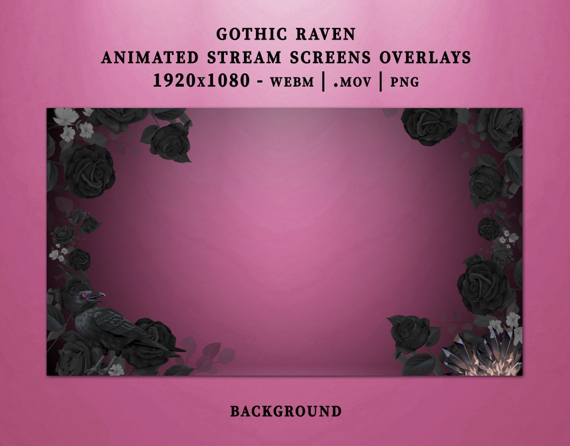 Gothic Pink Animated Stream Screen Overlays, Twitch Pack, Vtuber ...