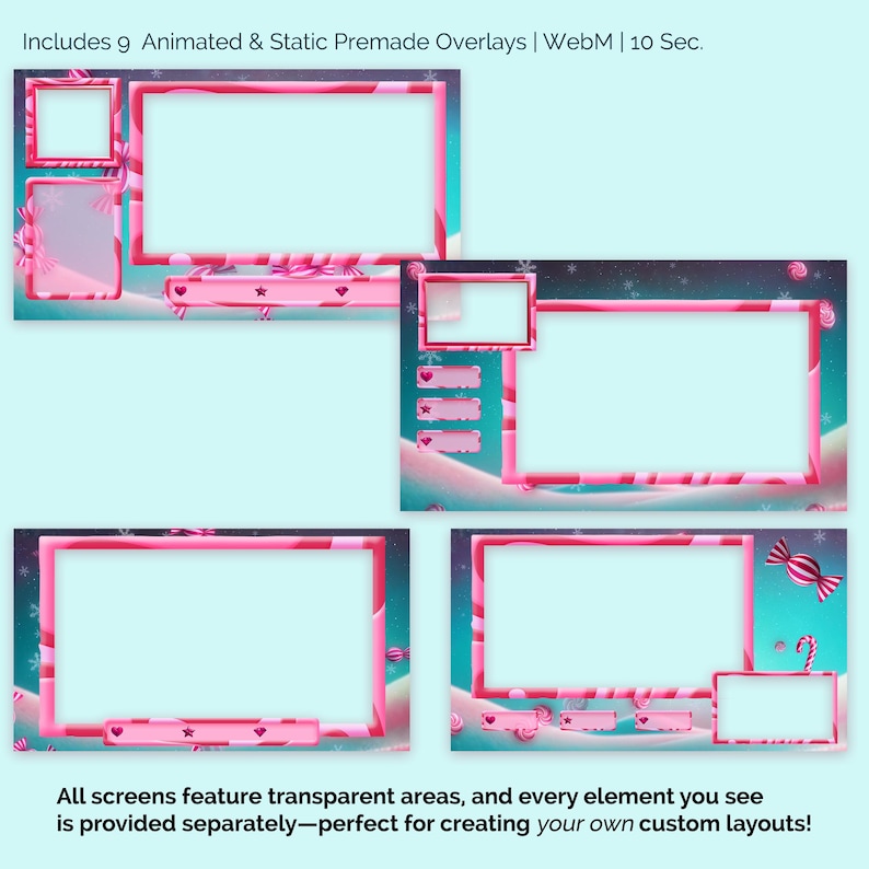 Candy Animated Stream Package - Festive Twitch Overlays, Holiday Sweet ...
