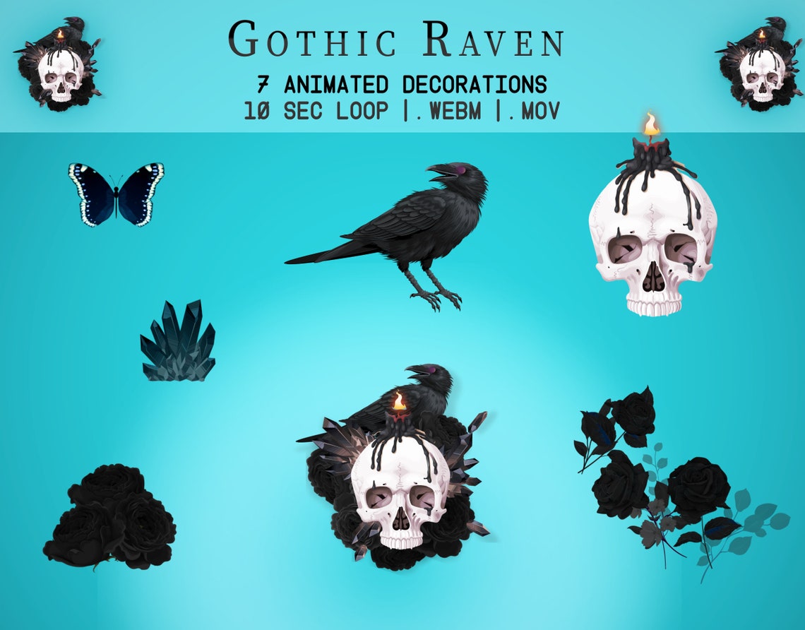 Blue Gothic Animated Stream Package - Twitch Overlays, Screens, Alerts ...
