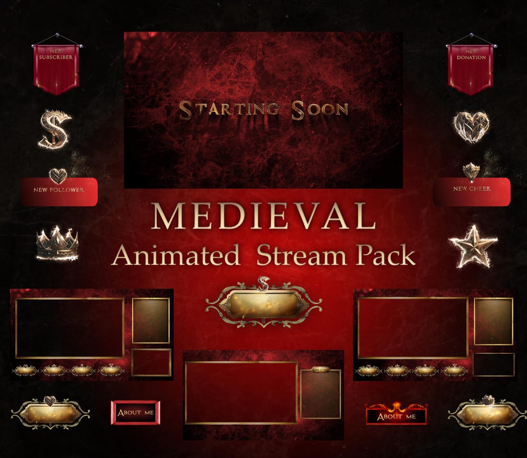 Medieval Animated Stream Package: Gothic Twitch Overlays - Etsy