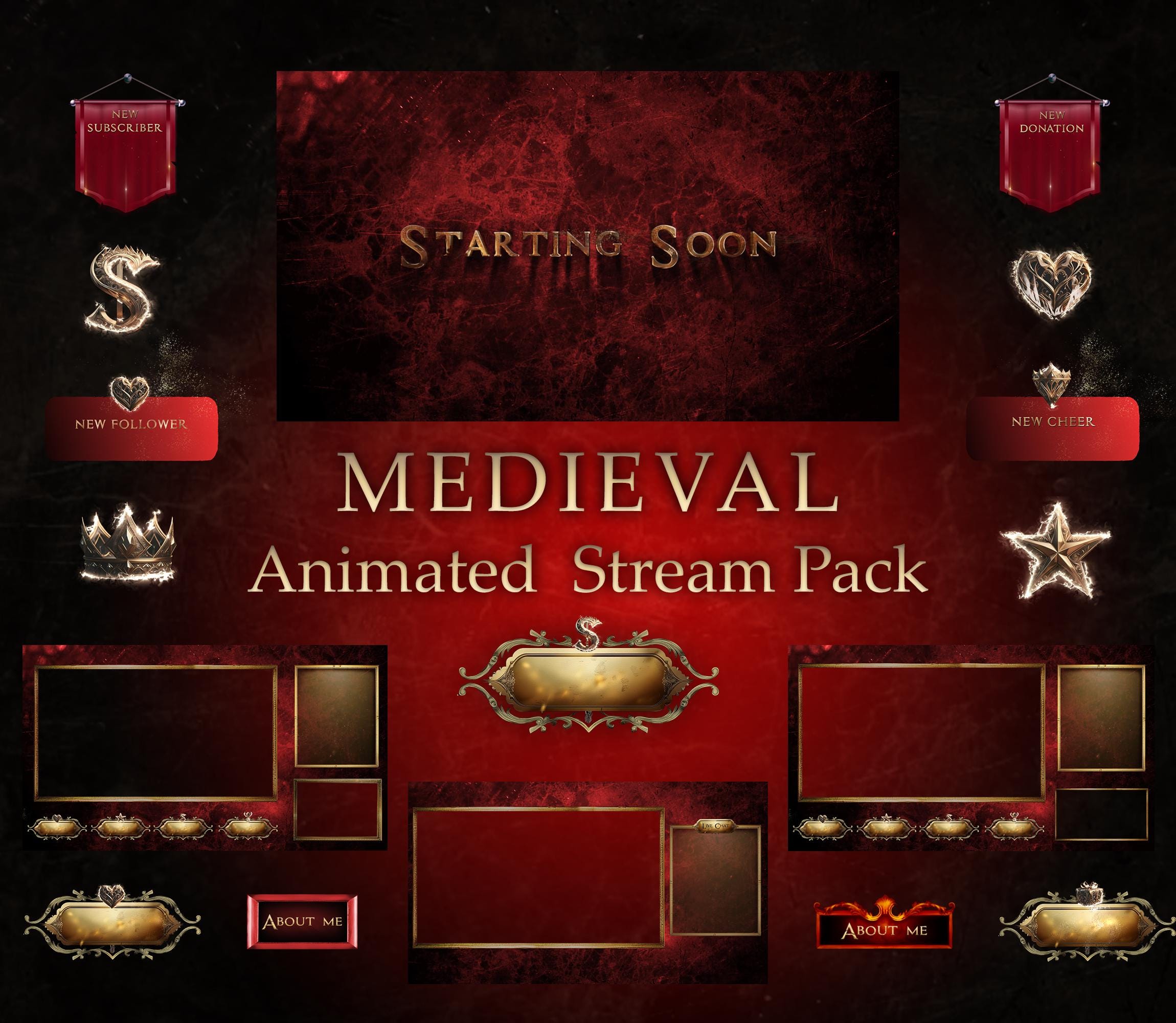 Medieval Animated Stream Package: Gothic Twitch Overlays - Etsy