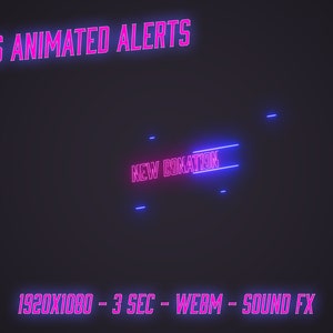 Neon Animated Stream Alerts: Purple Pink Blue, X6 Webm Alerts - Etsy