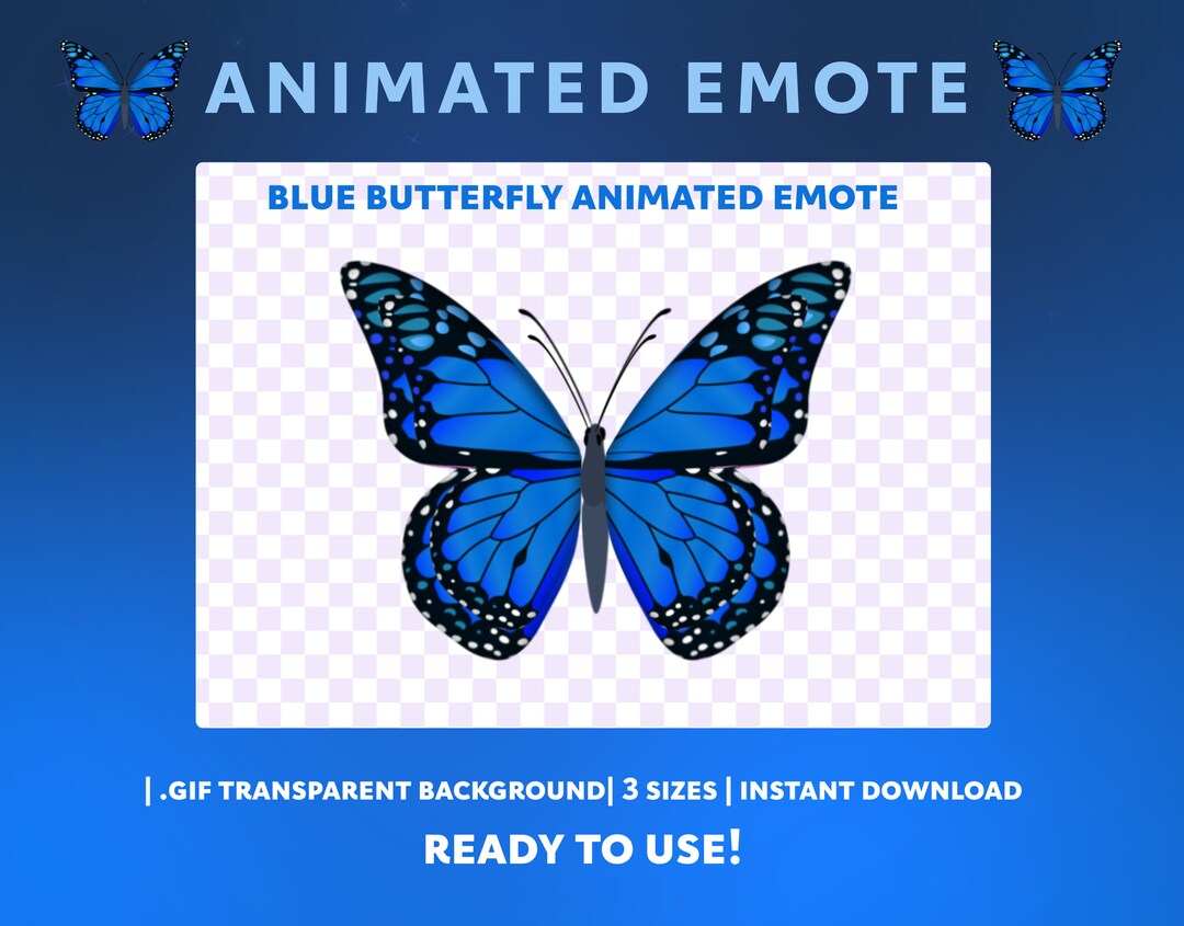 Blue Butterfly Emote | Animated Emote | Twitch Badge | Emote for ...