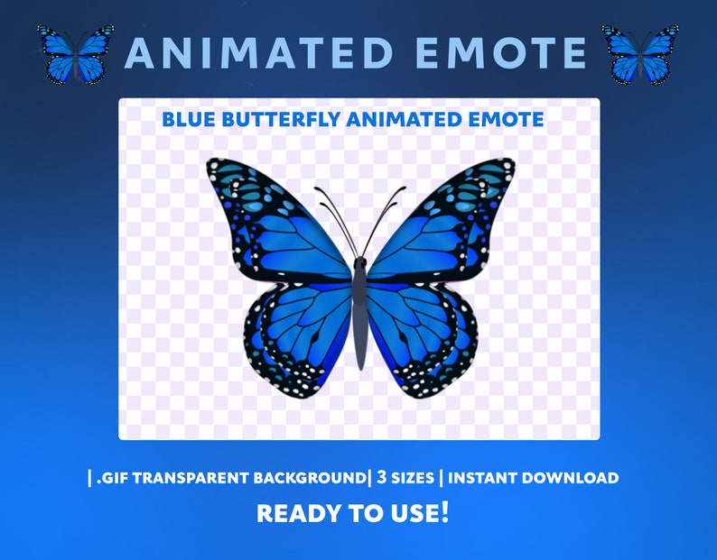 Blue Butterfly Emote | Animated Emote | Twitch Badge | Emote for ...