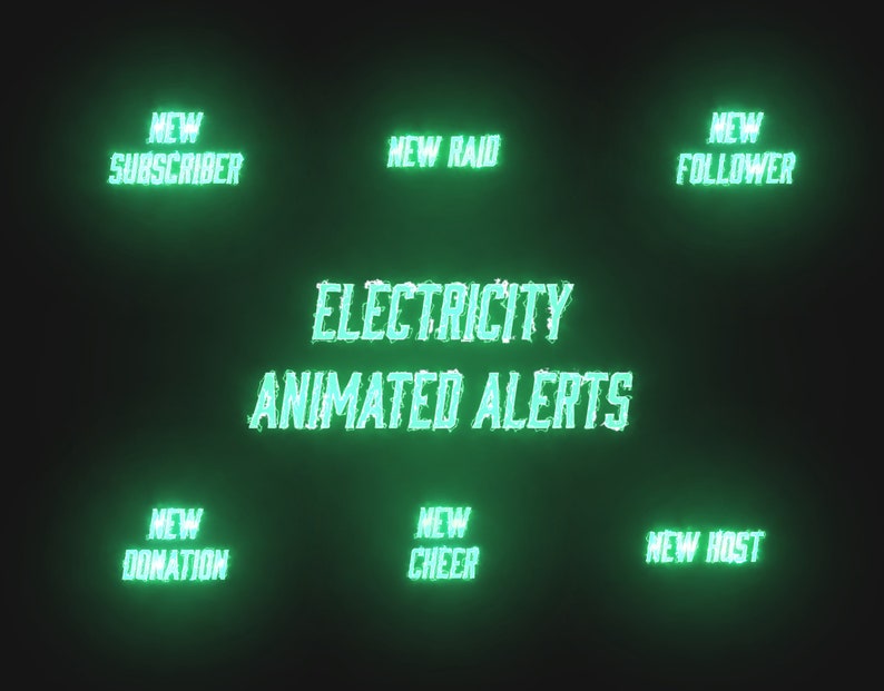 Green Electricity Animated Stream Alerts (webm) - Etsy