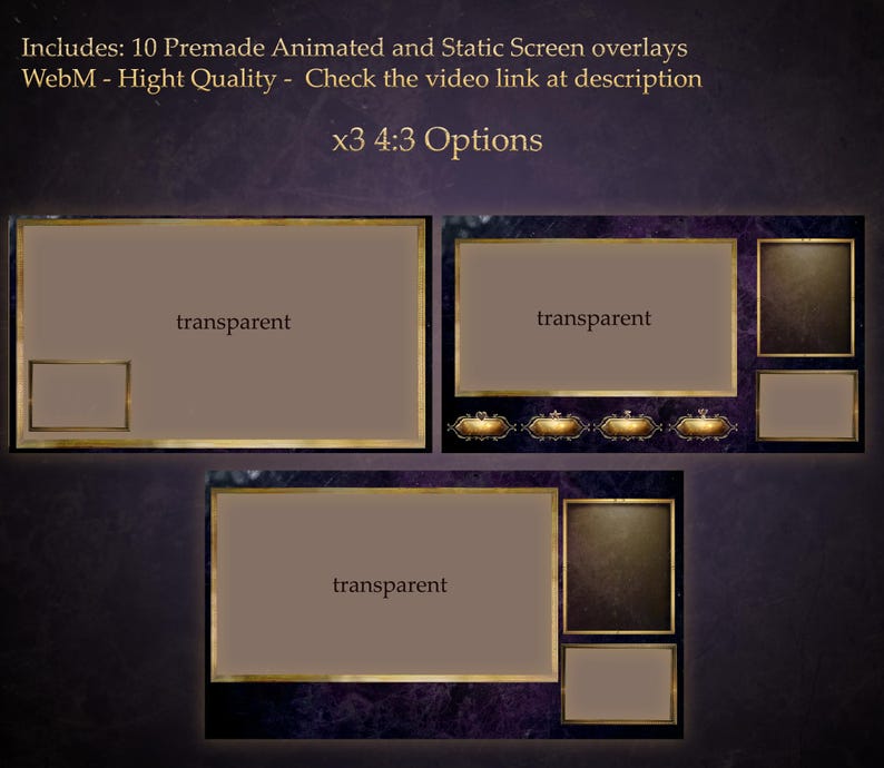 Medieval Animated Stream Package: Gothic Purple & Gold Twitch Overlay ...