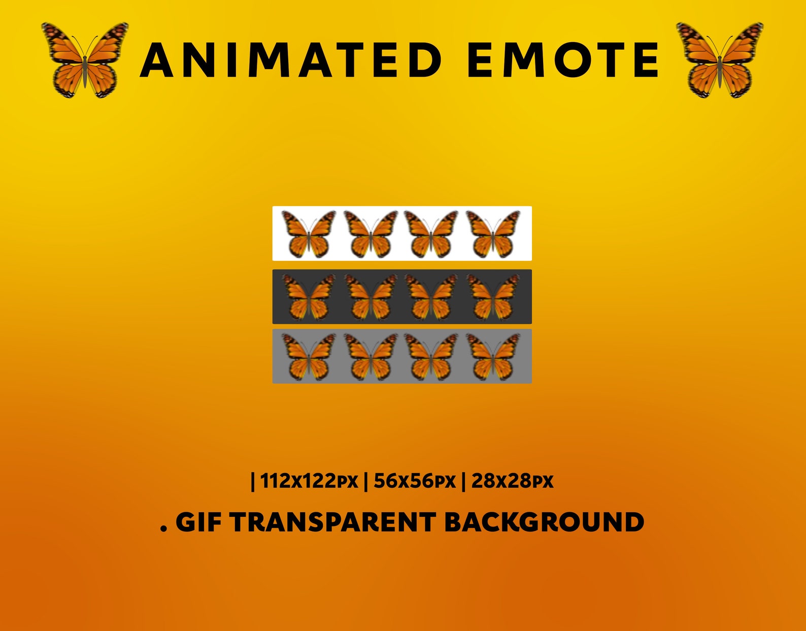 Monarch Butterfly Emote | Animated Emote | Twitch Badge | Emote for ...