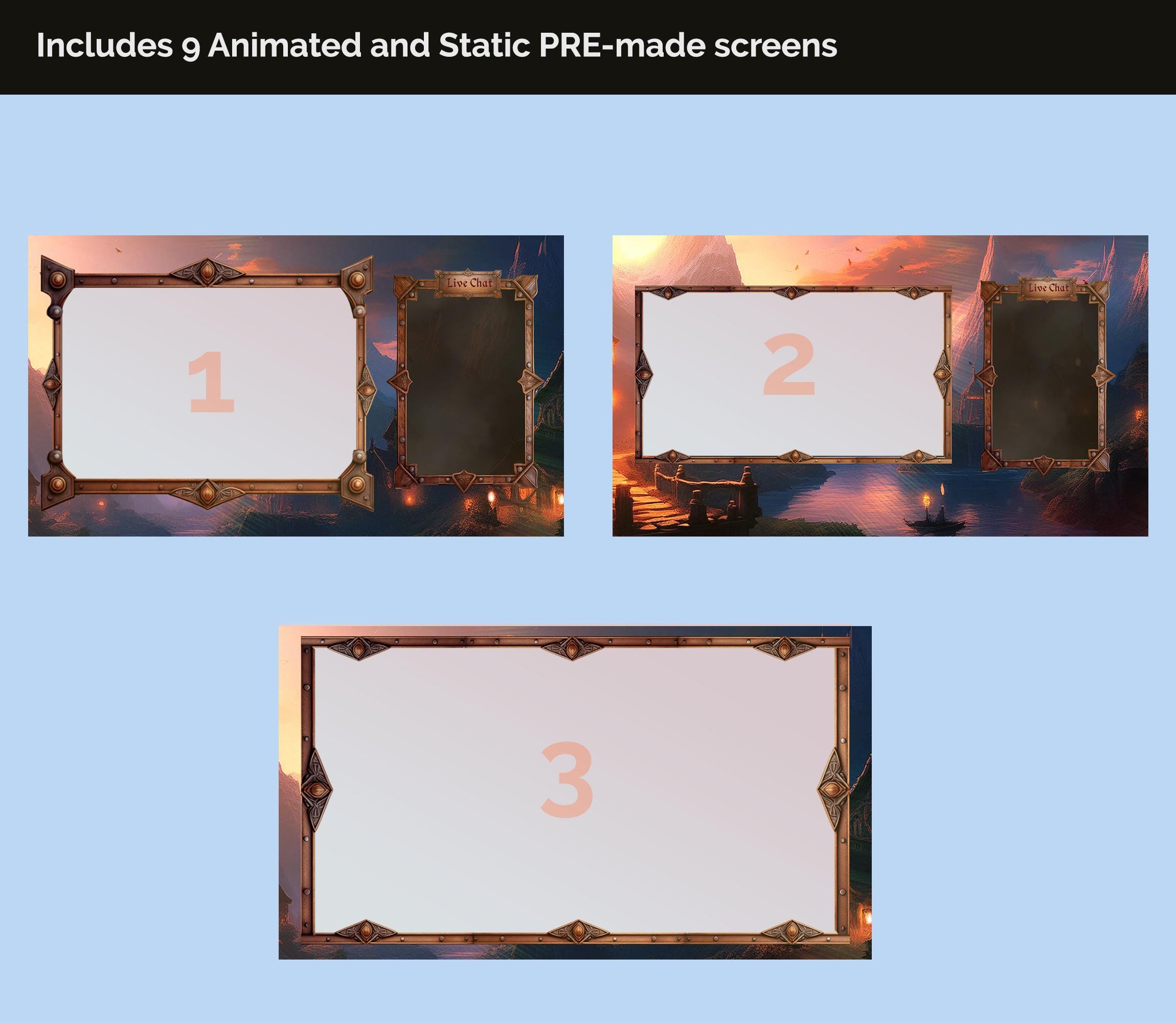 Viking Valley Sunset Stream Overlay Pack: Animated Twitch & OBS - Etsy