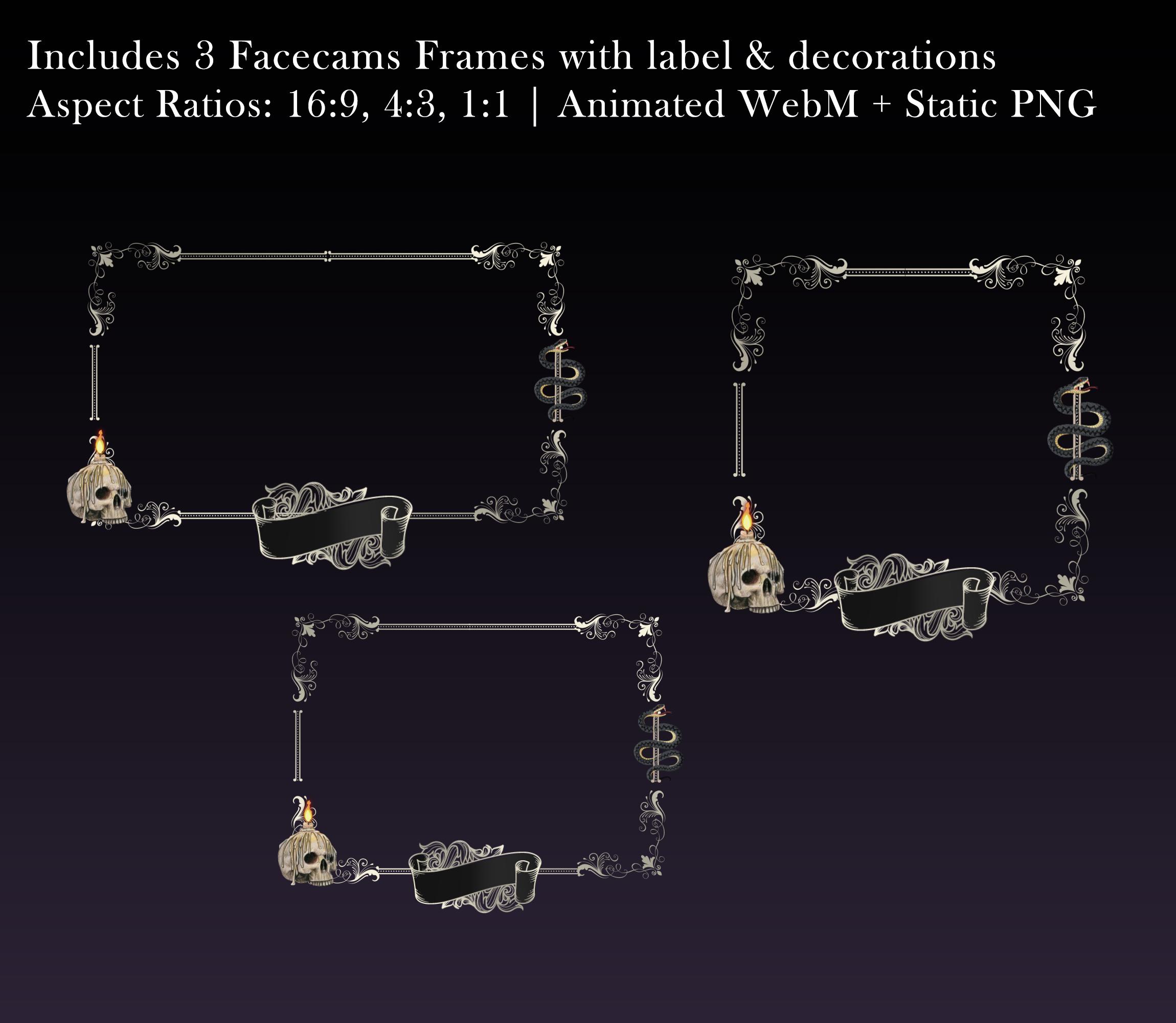 Gothic Animated Webcam Overlay Pack: Skull & Candle Theme (webm, PNG ...