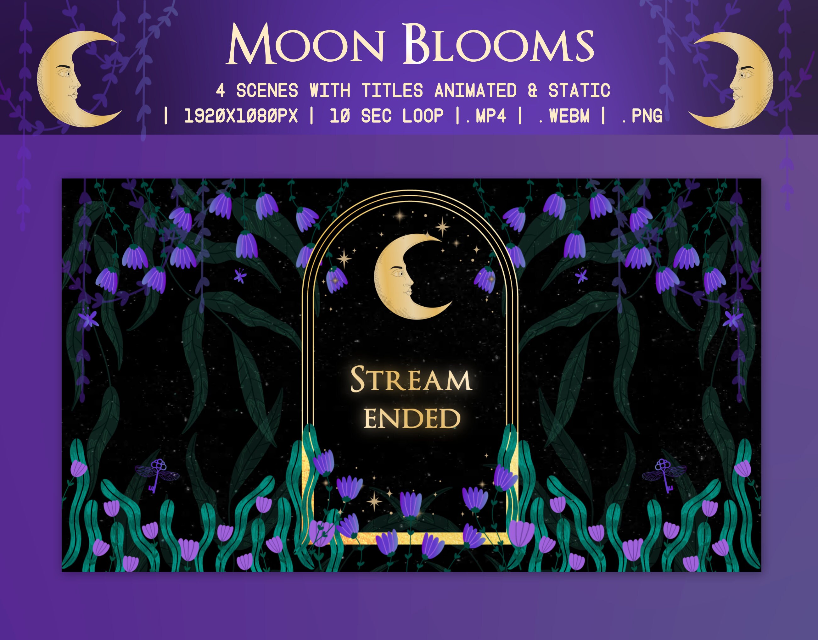Moon Celestial Animated Stream Screens Stream Scenes Twitch Overlay ...