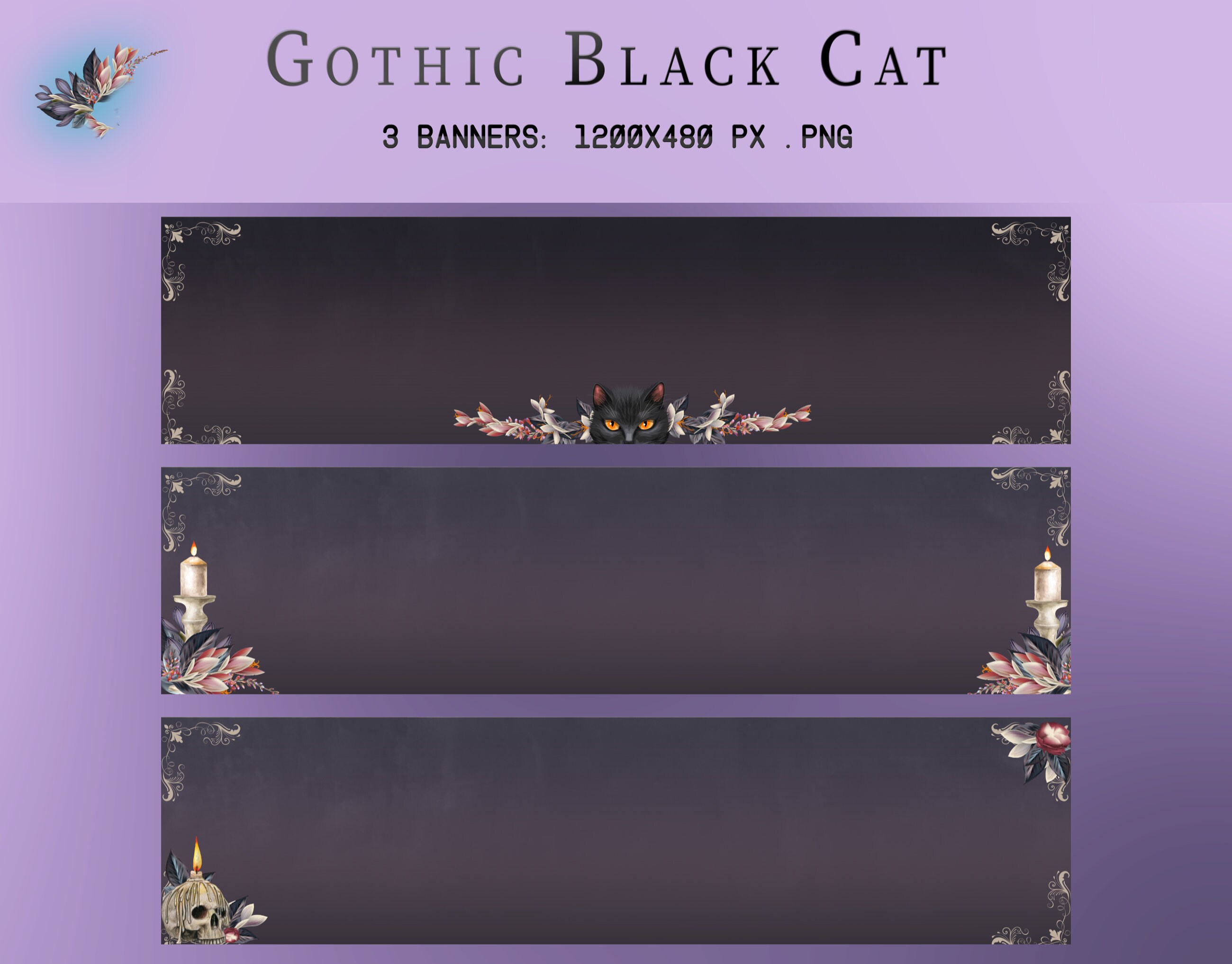 Stream Pack Cat, Gothic Stream Package, Black Cat Twitch Pack, Vtuber ...