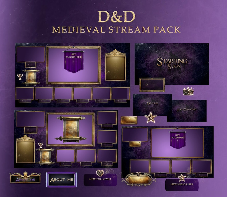 Animated Dungeons and Dragons Stream Pack: Purple and Gold Twitch ...