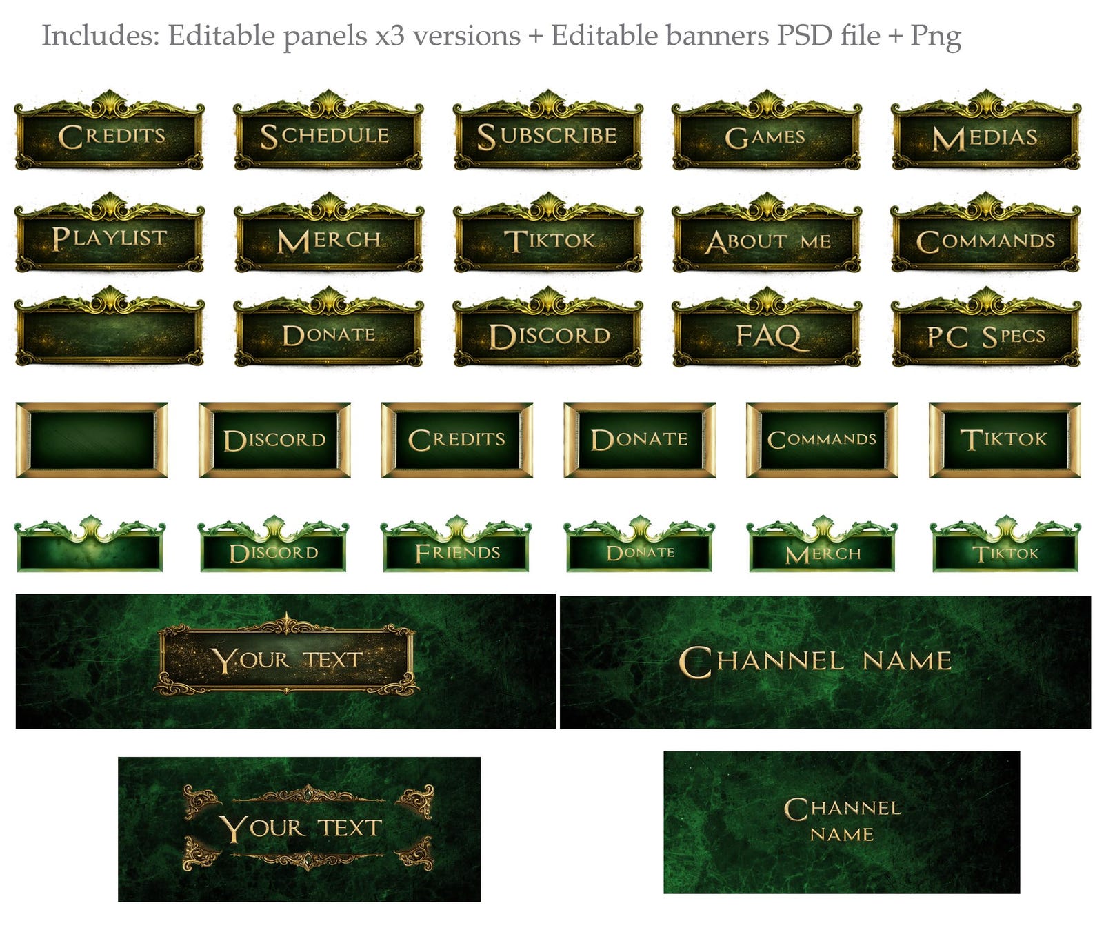 Dnd Stream Overlay Pack, Medieval Green and Gold Twitch, Multiplayers ...