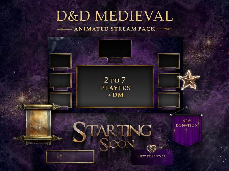 Purple & Gold Medieval Stream Pack – Dnd, RPG Overlays, OBS, Streamlabs ...