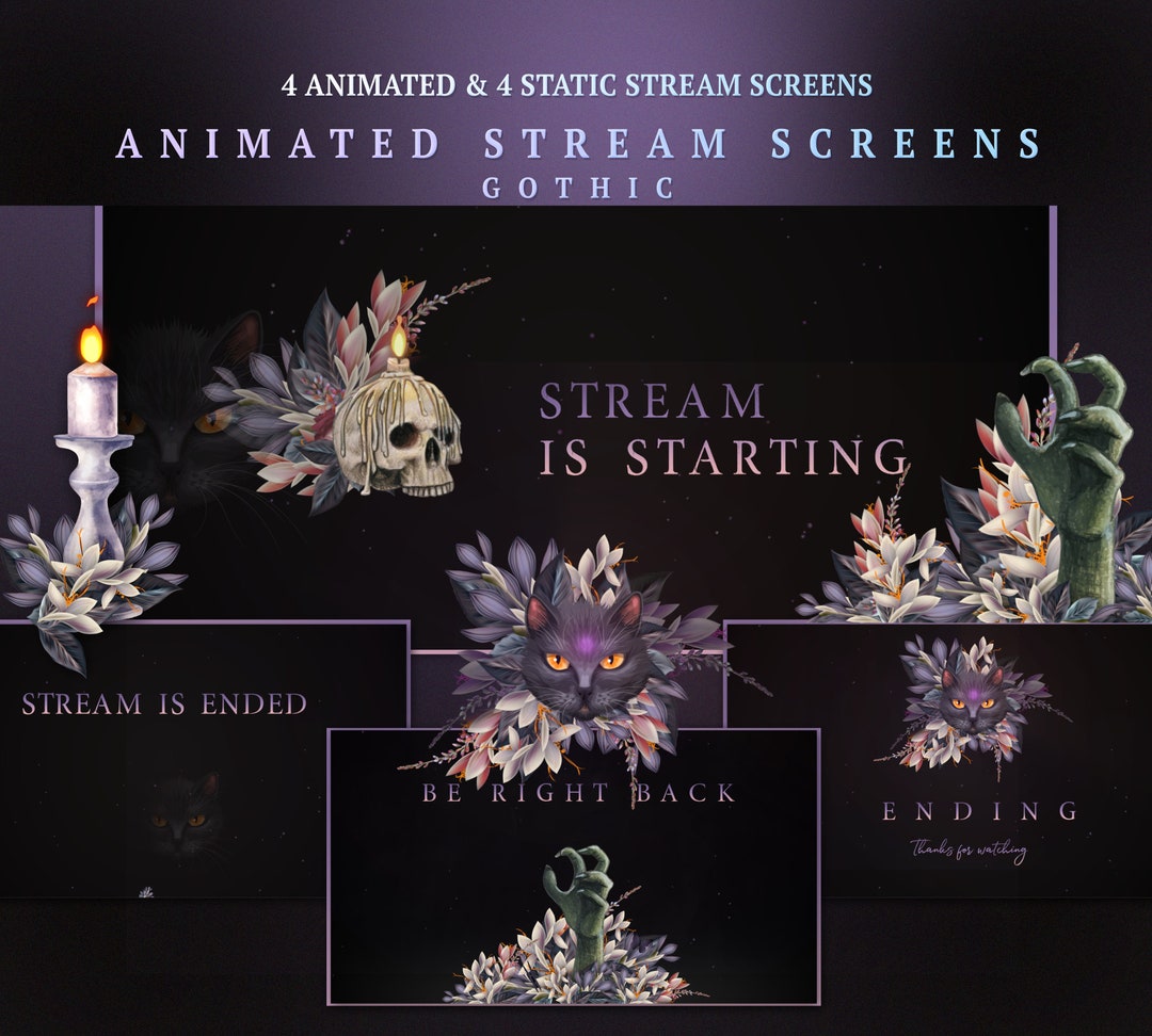 Gothic Animated Stream Screens Package, Twitch Pack, Overlays Screens ...