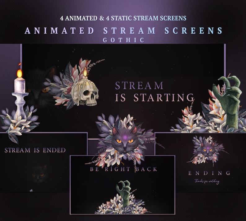 Gothic Animated Stream Screens Package, Twitch Pack, Overlays Screens ...