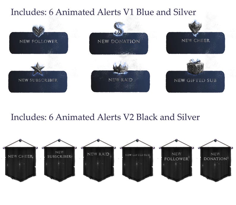 Medieval Animated Stream Pack: Blue and Silver Twitch Overlay - Etsy