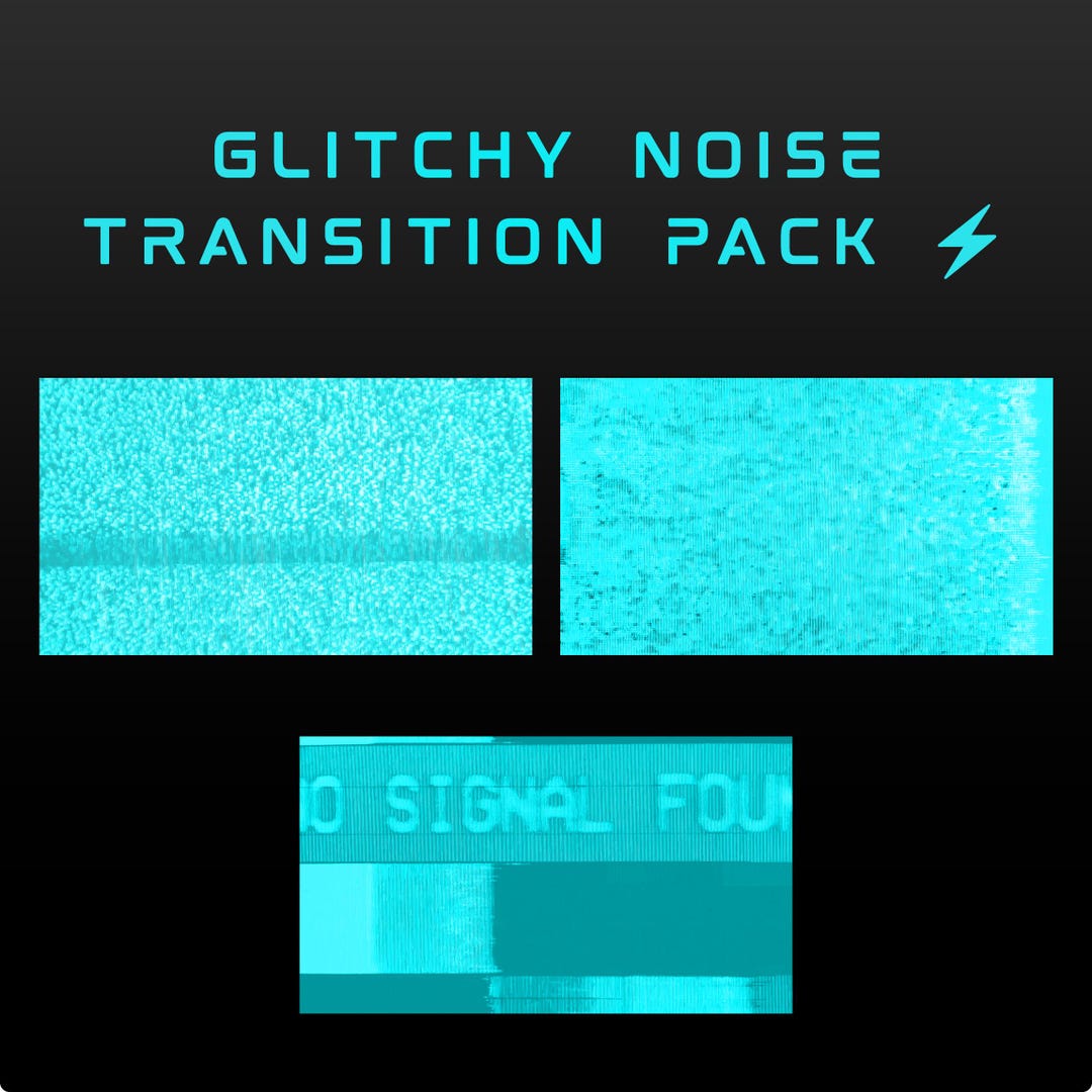 3x Blue Cyber Glitch TV Noise Transition | Futuristic VHS Hack ...