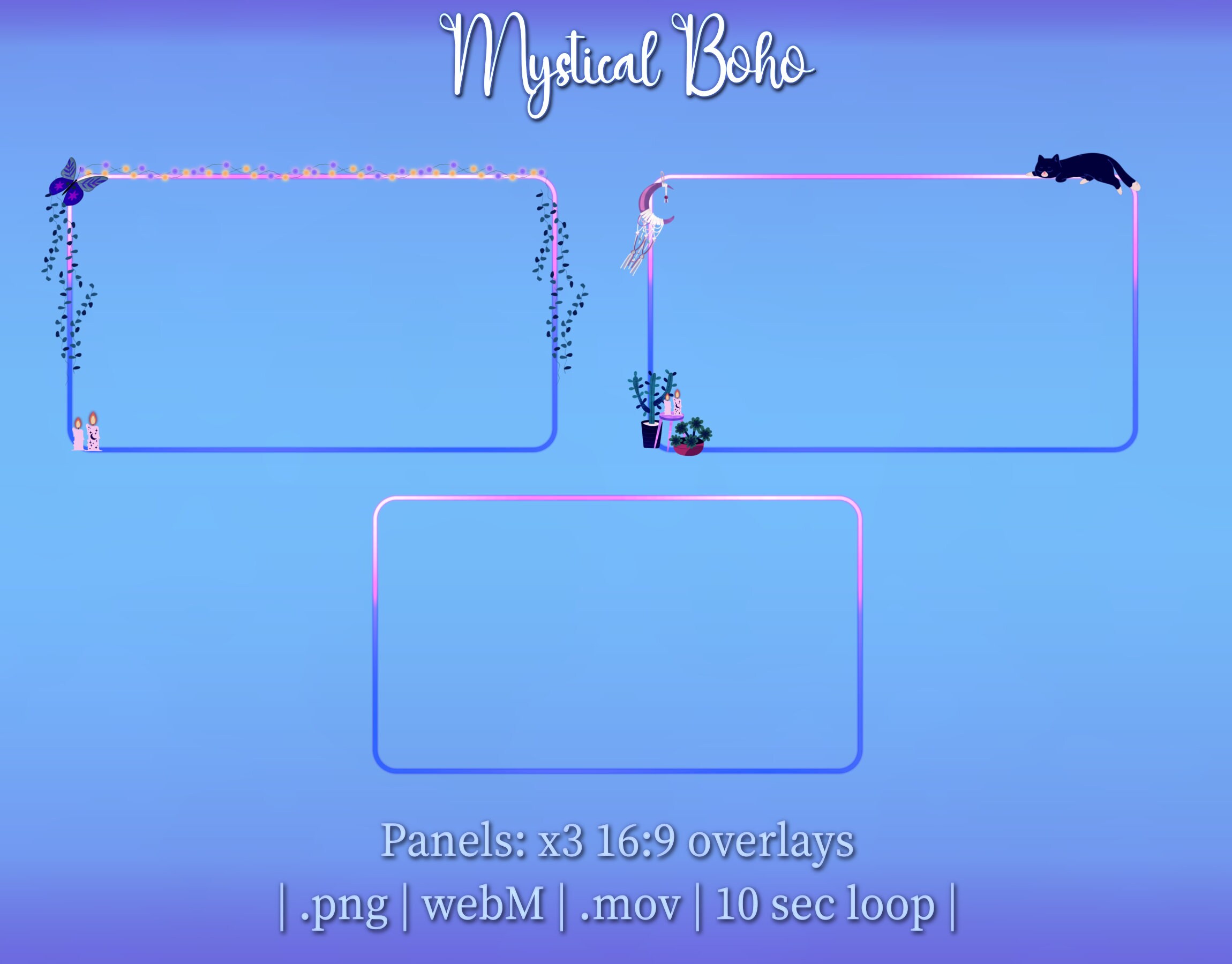 Boho Cat Animated Stream Overlay: Twitch Borders (digital Download) - Etsy