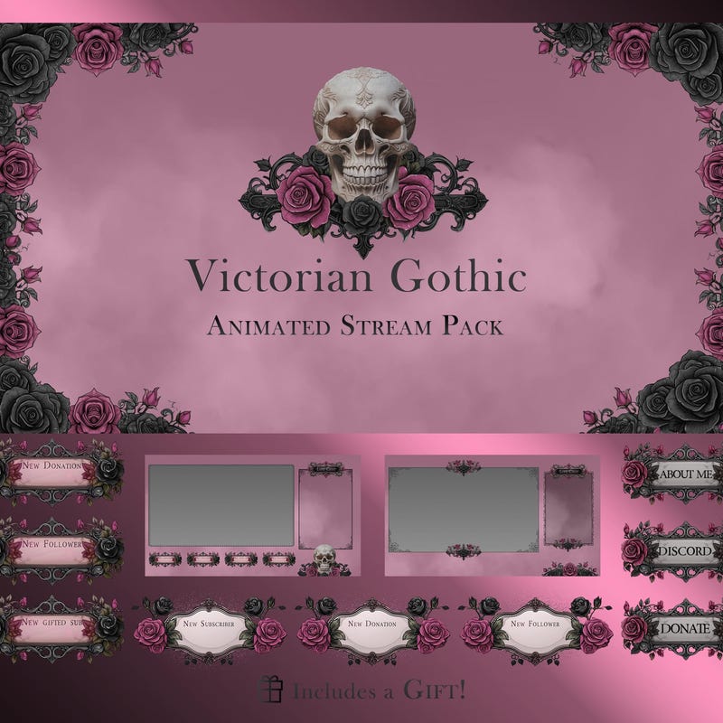 Goth Twitch Overlay - Etsy