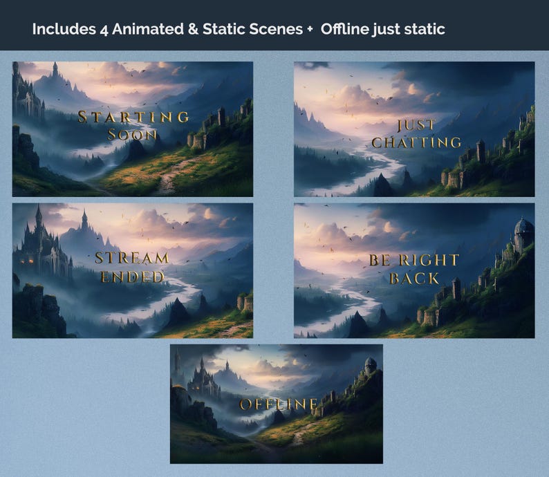 Medieval Twitch Scenes Animated Stream Screens Package, Virtual ...