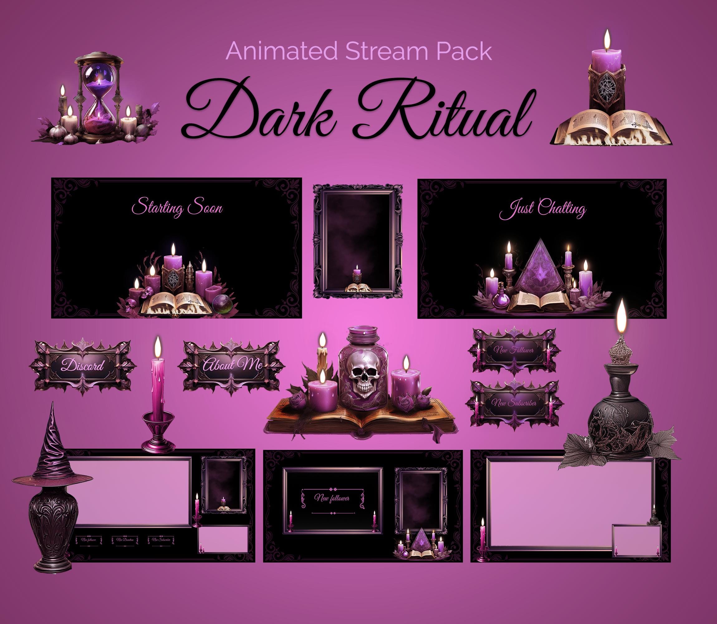 Witchy Gothic Animated Stream Pack: Twitch Overlays, Scenes, Alerts and ...