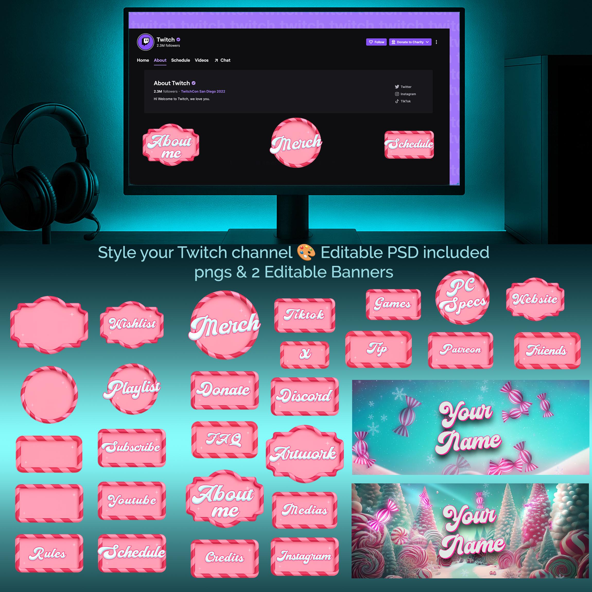 Candy Animated Stream Package - Festive Twitch Overlays, Holiday Sweet ...