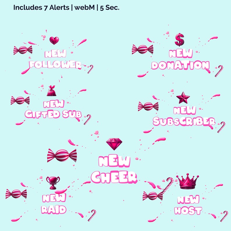 Candy Animated Stream Package - Festive Twitch Overlays, Holiday Sweet ...