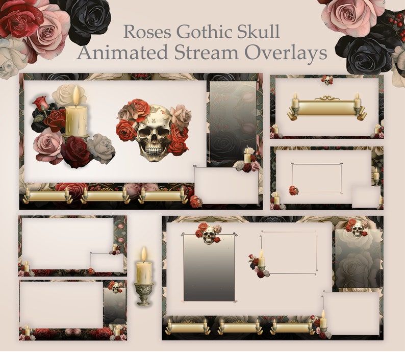 Gothic Skull Animated Stream Screen Overlays, Twitch Pack, Vtuber ...