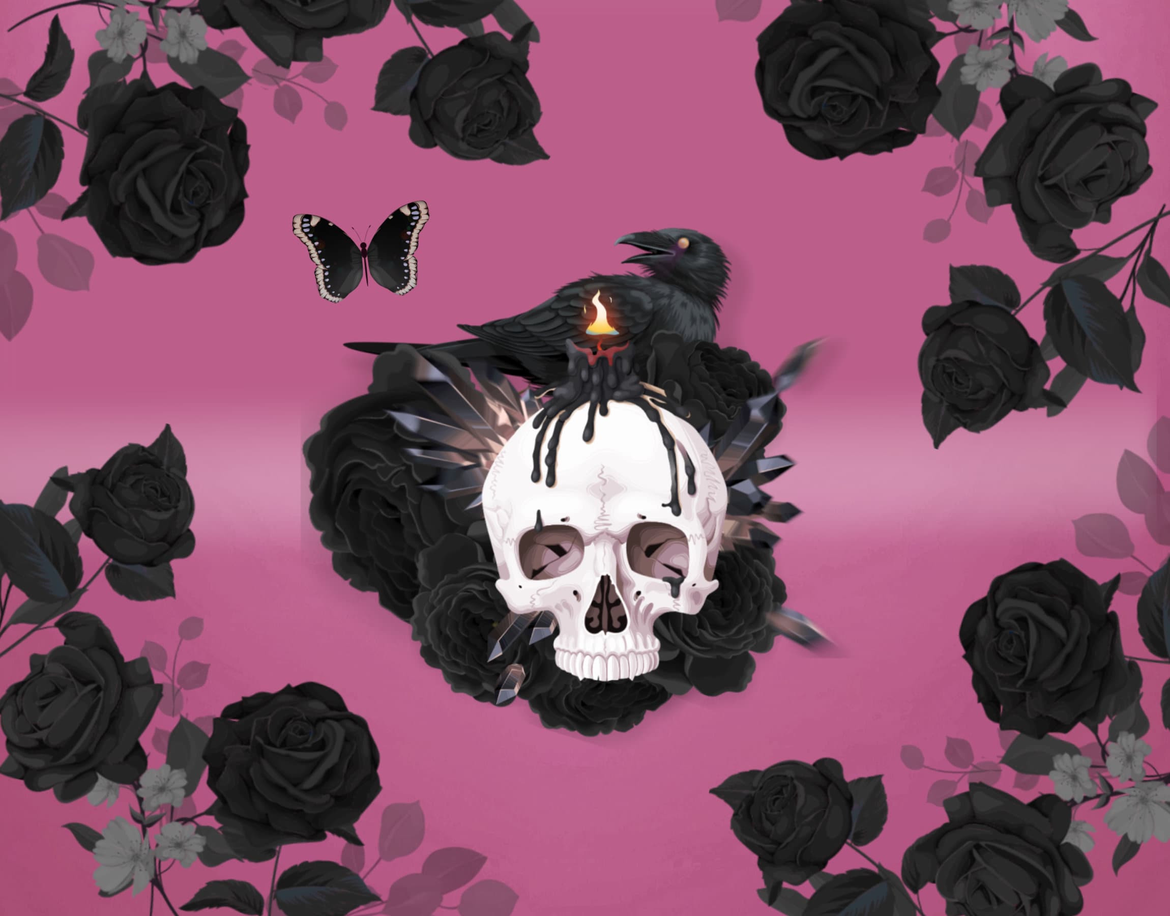 Gothic Raven Animated Stream Package: Pink & Black Overlays - Etsy