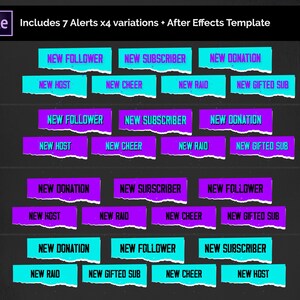 Grunge Punk Animated Stream Pack - Cyan & Purple Twitch Overlays With ...