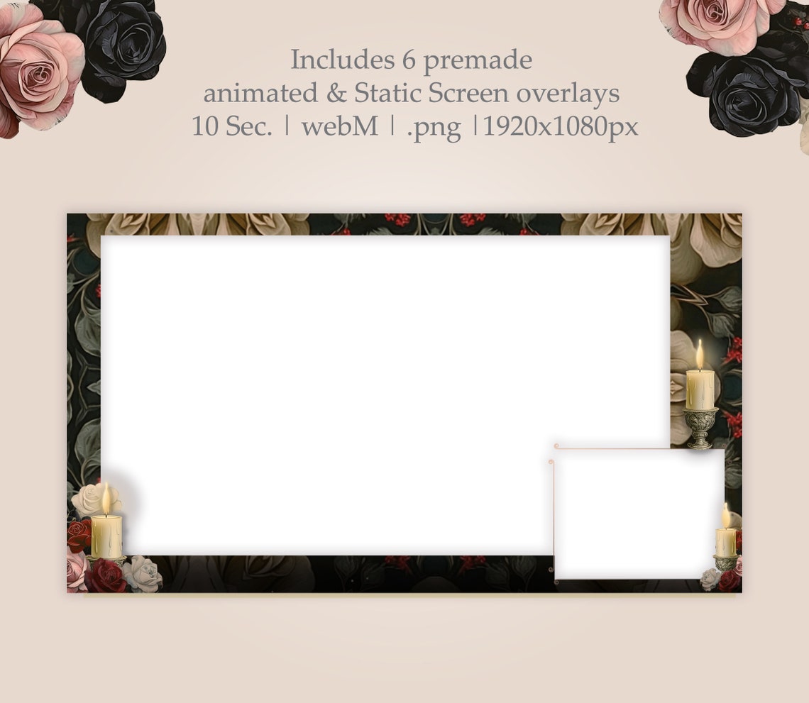 Gothic Skull Animated Stream Screen Overlays, Twitch Pack, Vtuber ...