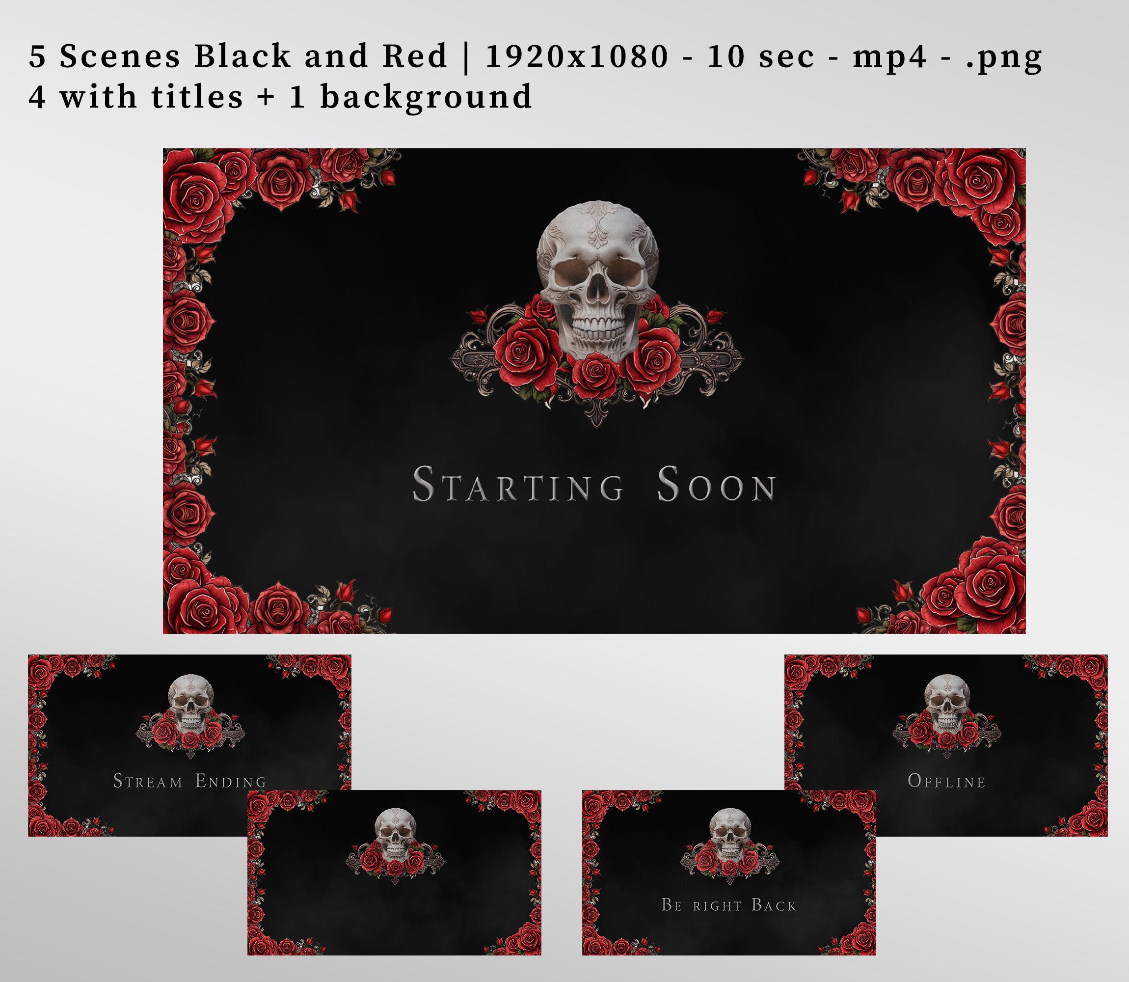 Gothic Animated Stream Scenes Package, Twitch Pack, Overlays Screens ...