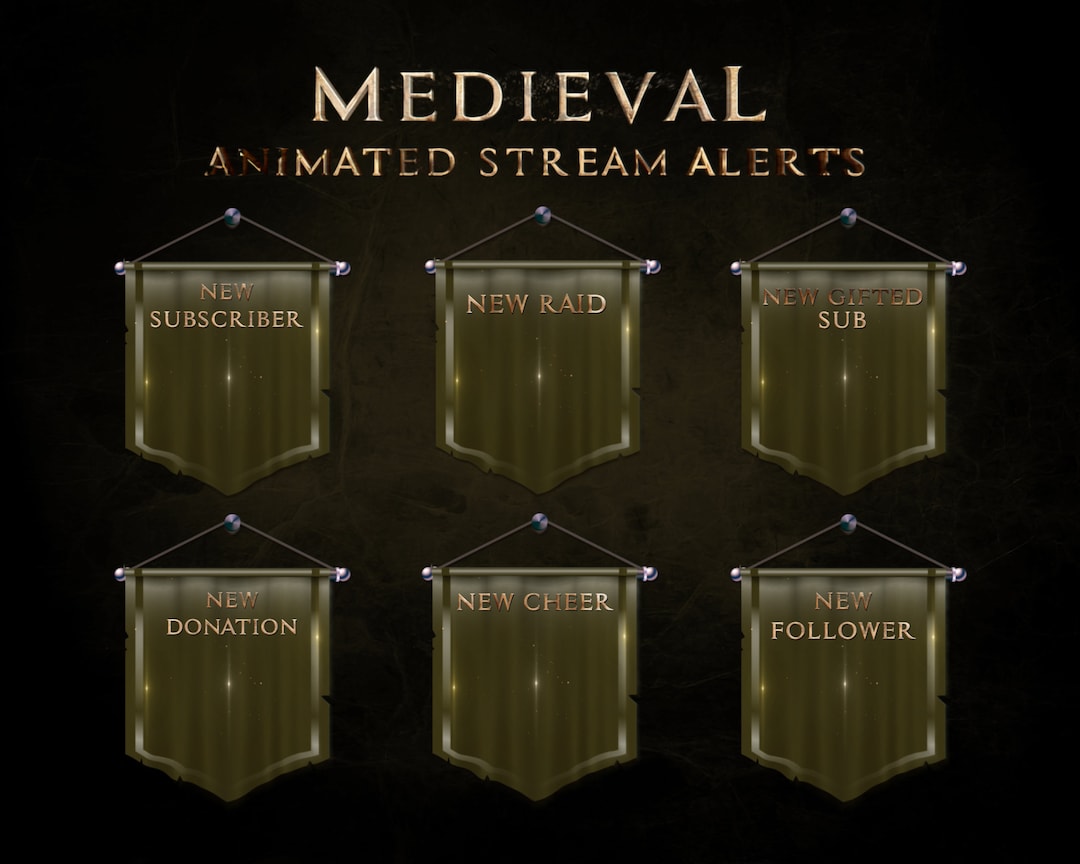 Medieval Animated Stream Alerts: Green & Gold Twitch Overlay (webm) - Etsy