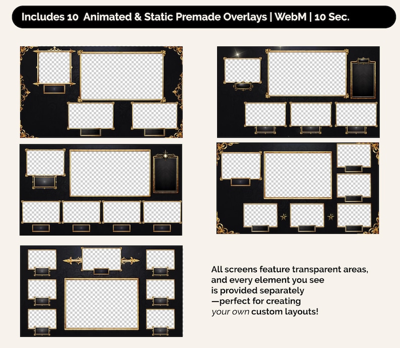 Animated Dnd Stream Overlay: Black & Gold Medieval Pack - Etsy