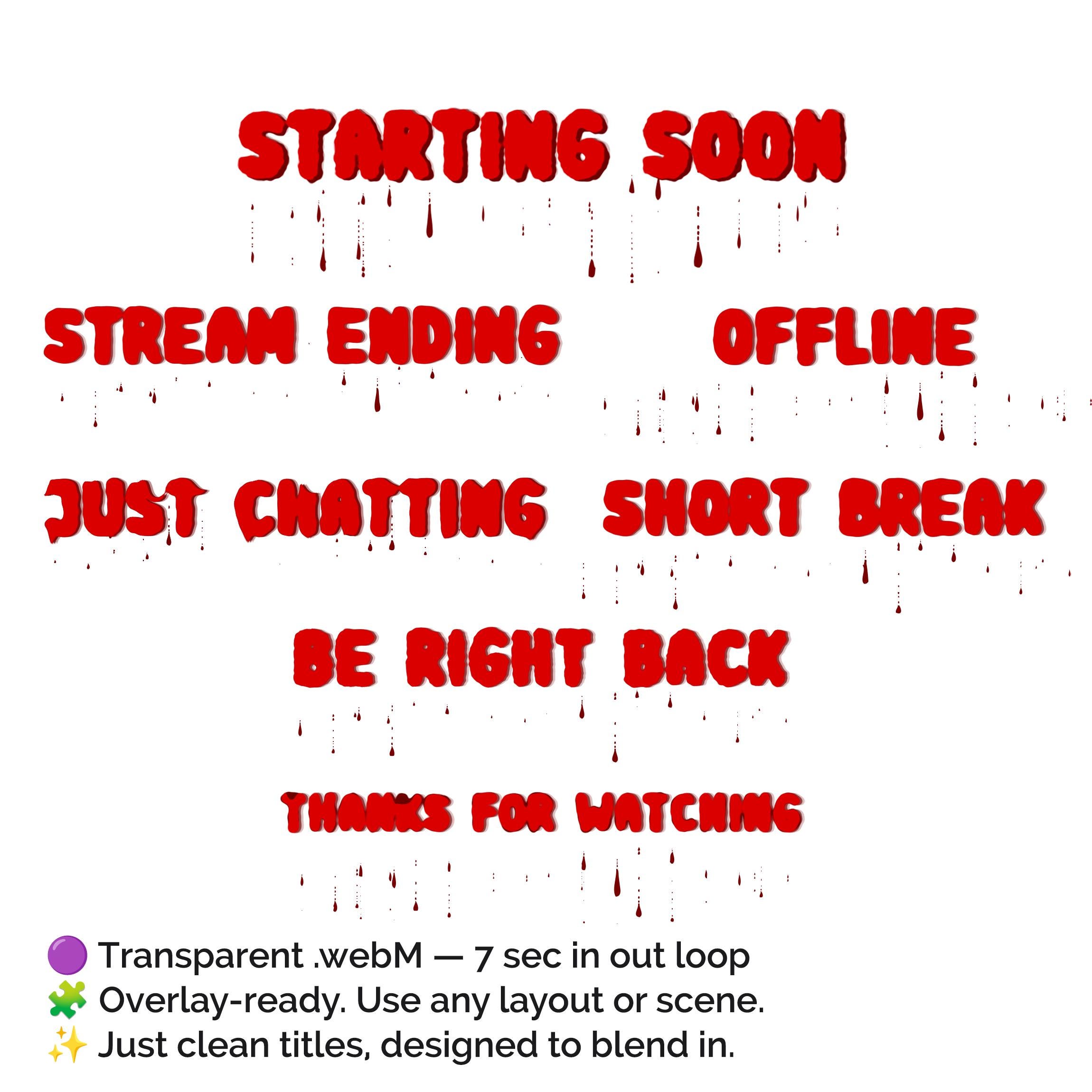 Blood Spooky Animated Stream Titles | Halloween Overlays (webm ...